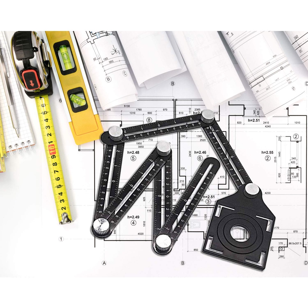 6 MULTI ANGLE FOLDING RULER TOOL / TILE CUTTER MULTI-ANGLE Measuring ...