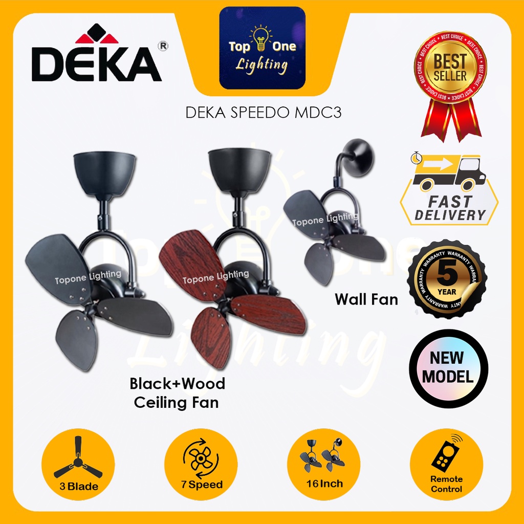 DEKA SPEEDO MDC3 16" 3 Blades Wall Fan 7 Speeds Remote Control Ceiling ...