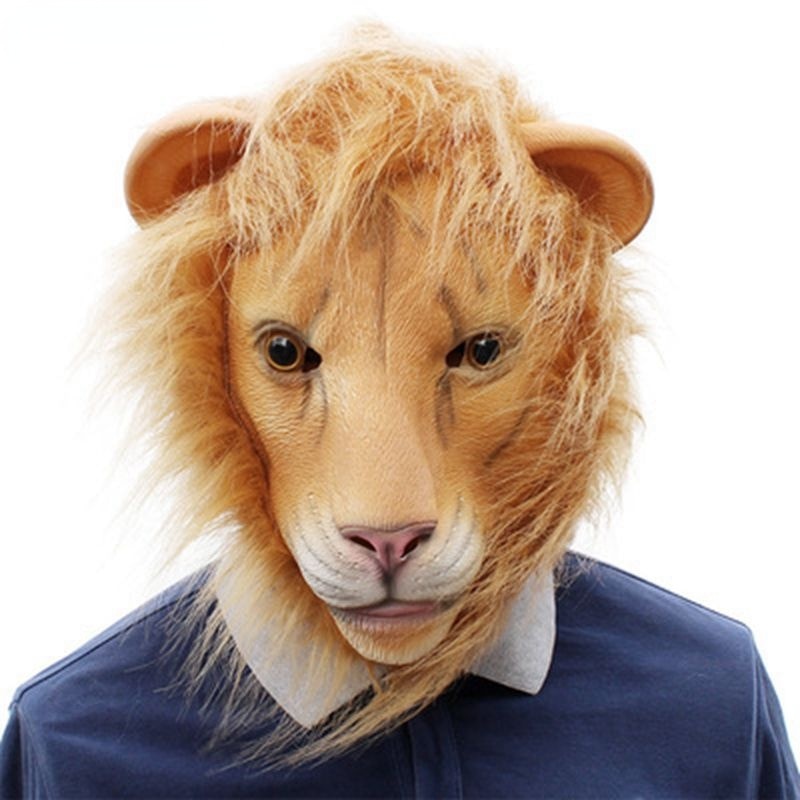Latex Lion Mask Full Face Animal Masks Halloween Masquerade Birthday ...