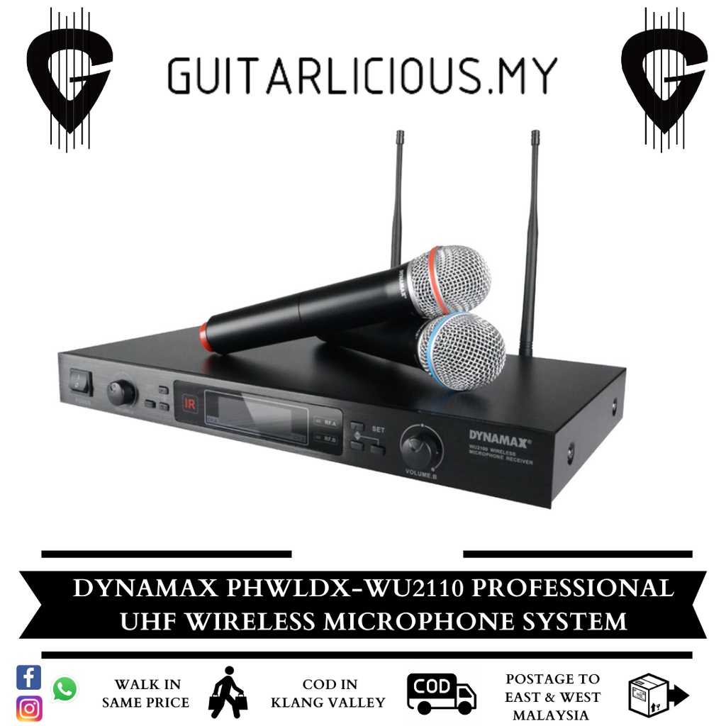 DYNAMAX PHWLDX-WU2110 Professional UHF Wireless Microphone System With ...