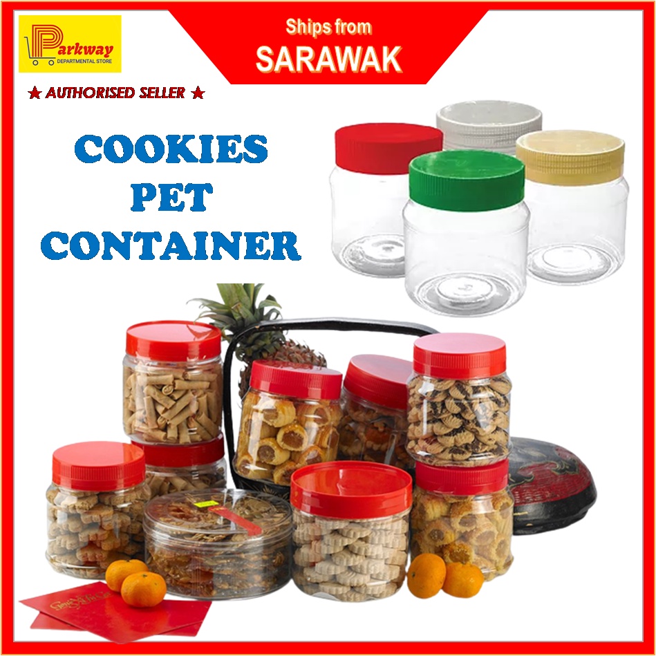 H119 x W107mm PET jar bottle plastic container biscuit jar biskut ...