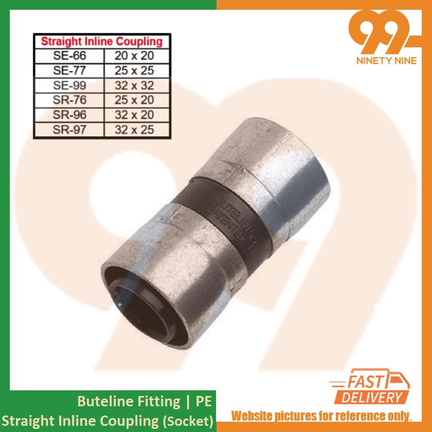 Buteline Fitting | PE Straight Inline Coupling | Socket | Cold Water Compress - SE66 / SE77 ...