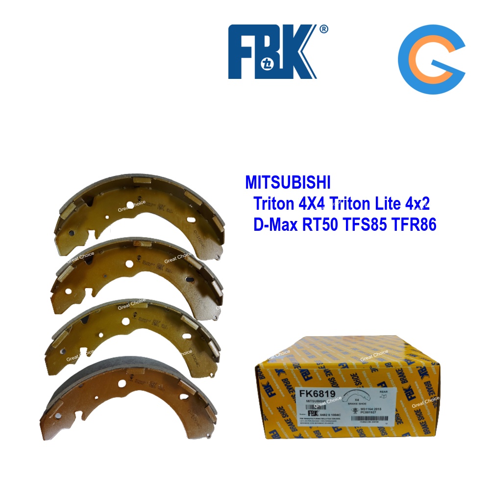 FBK Triton 4X4 Rear Brake Shoe Triton 4x2 D-Max RT50 TFS85 TFR86 ...