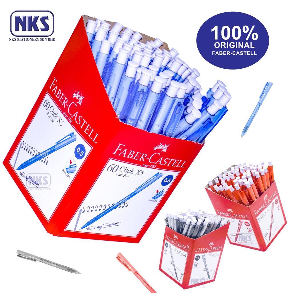 NKS *ORIGINAL* FABER CASTELL CLICK X5/X7 BALL PEN - 1 BOX (60PCS ...