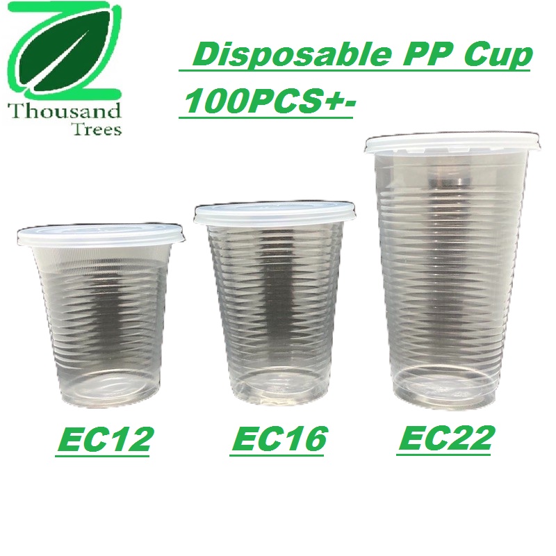 Plastic Cup with Flat Lids (BRAND EC) | Shopee Malaysia