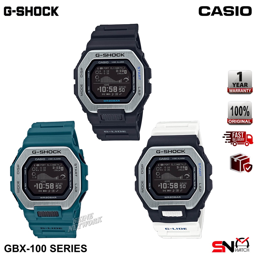 Casio G-Shock GBX-100 G-LIDE Bluetooth Series Tide Graphs Digital Resin ...