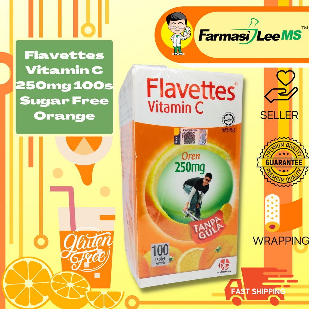Flavettes Vitamin C 250mg 100s Sugar Free Orange (Exp 05/2025) | Shopee ...