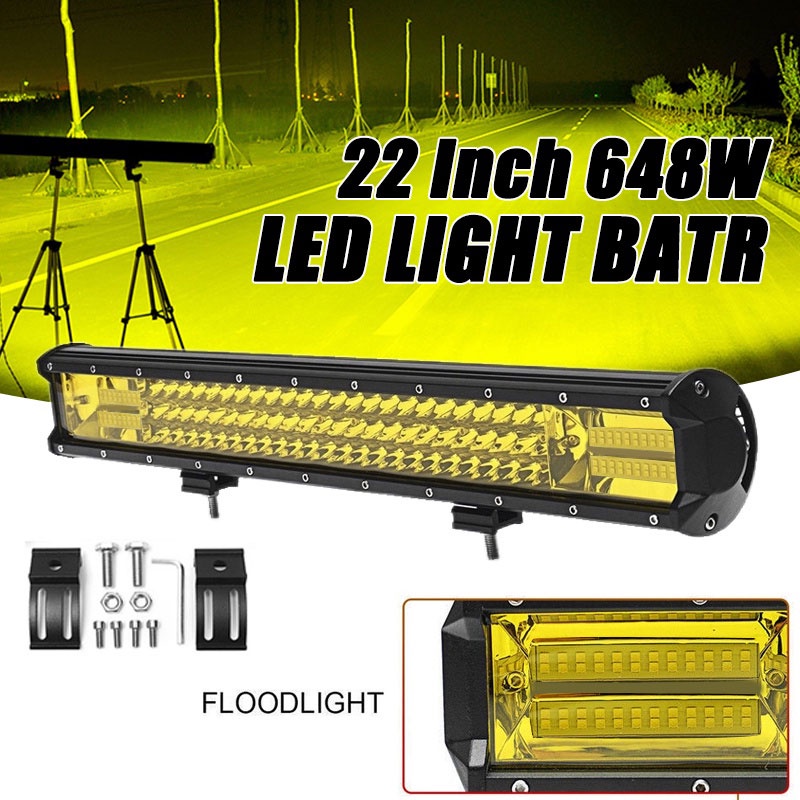 648W 4300K 22 Inch Yellow Led Work Light Driving Lamp Offroad Light Bar ...
