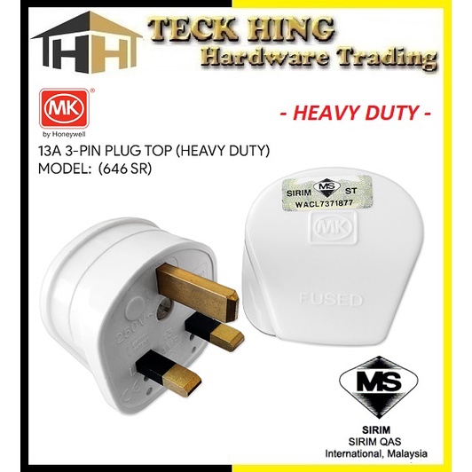MK Honeywell – 13A 3 Pin Plug Top (646) ( BAKELITE) FUSED HEAVY DUTY ...