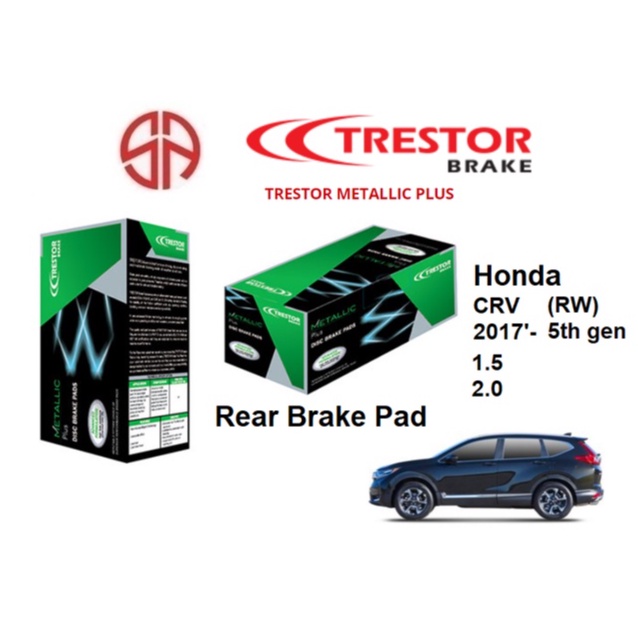 Honda CRV RW Brake Pad Rear TDB2450 Trestor Metallic Plus Honda CRV 1.5 ...