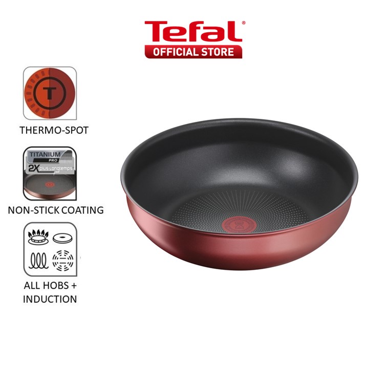 Tefal Ingenio Daily Chef Induction Frypan, Wok Pan, Cookware Set Red 26cm/28cm/3pcs | Shopee ...