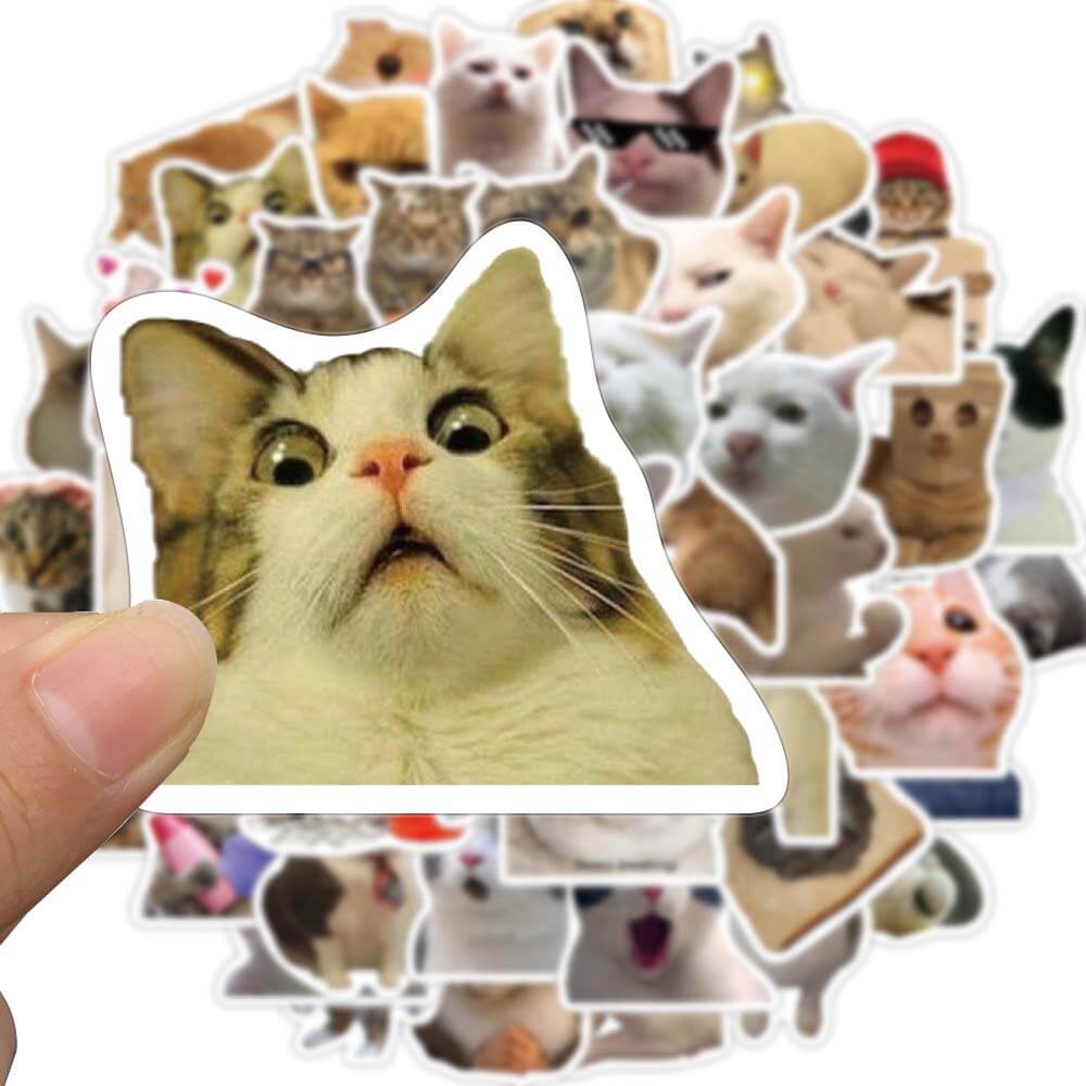 50PCS Funny Cat Stickers Kawaii Cute Cartoon Decals For Toy Luggage ...
