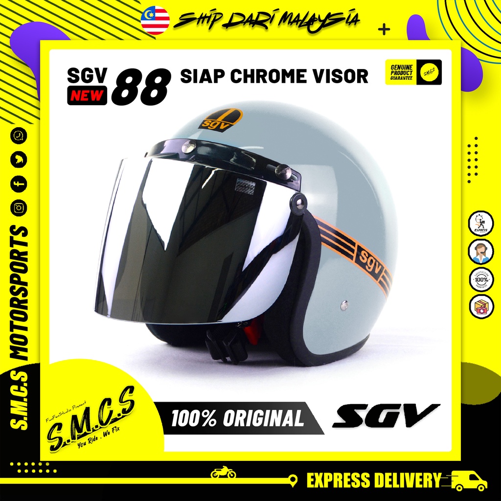SGV 88 [NEW] SGV HELMET SIAP CHROME VISOR (100%ORIGINAL) SIRIM ...
