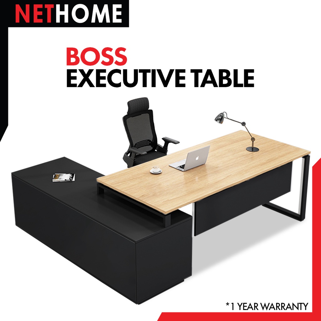 ⚡️NETHOME⚡️BOSS Office Table /Office Table with Cabinet/Desk/Computer ...