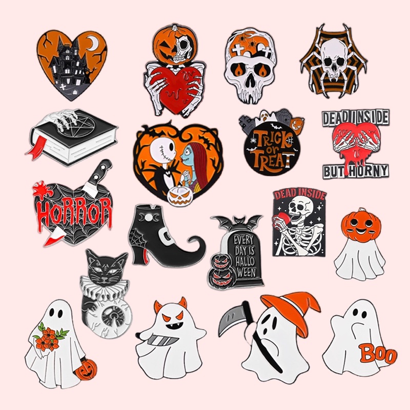 Party Gift Goth Punk Dark Ghost Enamel Brooches Skull Devil Coffin ...