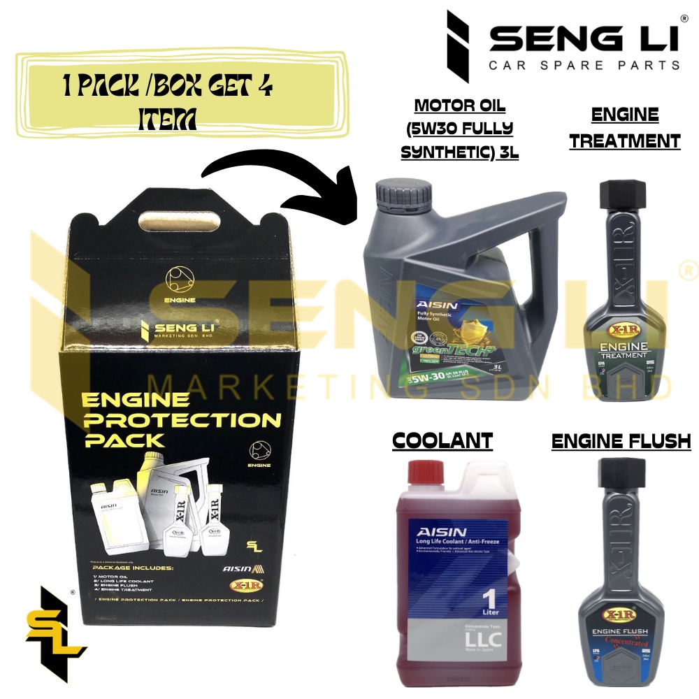 ENGINE PROTECTION PACK-AISIN 5W30 FULLY SYNTHETIC ENGINE OIL 3L / LONG ...