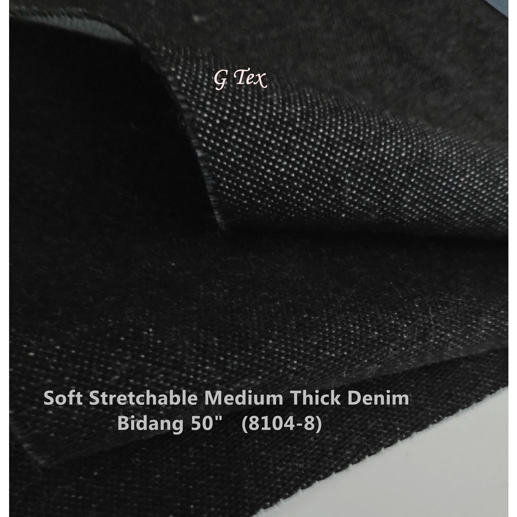 Medium Thick Soft Cotton Stretchable Denim Jeans Fabric 45” / Kain ...