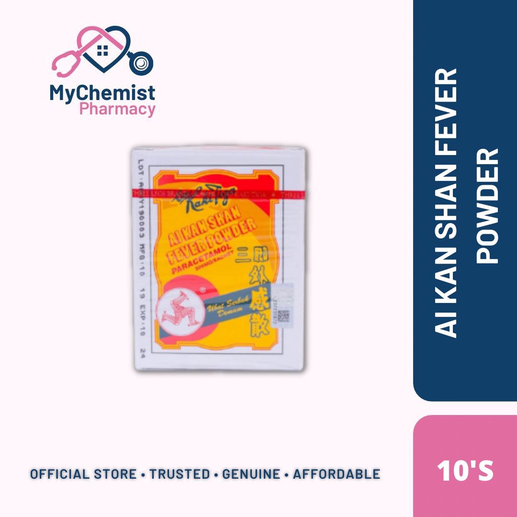 Cap Kaki Tiga Ai Kan Shan Fever Powder Paracetamol 500mg/Sachet (Box ...