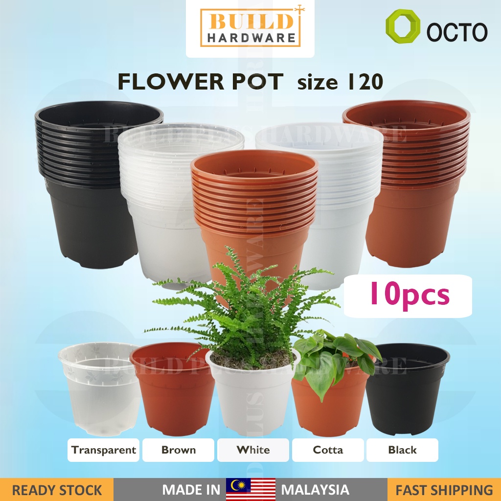 [Wholesale] 10pcs OCTO Plastic Flower Pot size 120 (Diameter 12.5cm ...