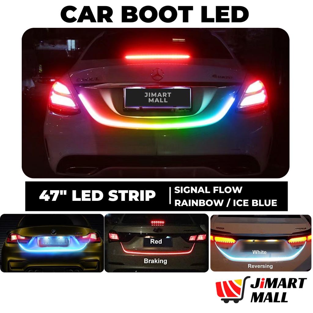 47" CAR BOOT RUNNING LED STRIP Rainbow Ice Blue Daytime Light Brake ...