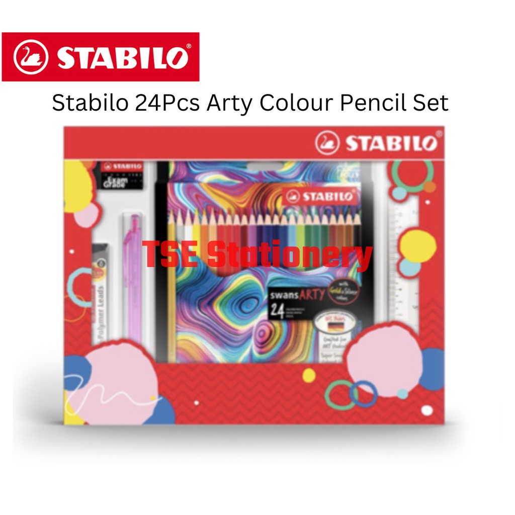 *Gift Set* Stabilo Swans 24 Colour Arty Long / Color Pencil Gift Set Stationery Set 1520/24GS1 ...