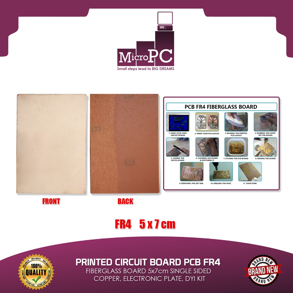 PRINTED CIRCUIT BOARD PCB FR4 FIBERGLASS BOARD, 5x7cm SINGLE SIDED COPPER, ELECTRONIC PLATE, DYI ...