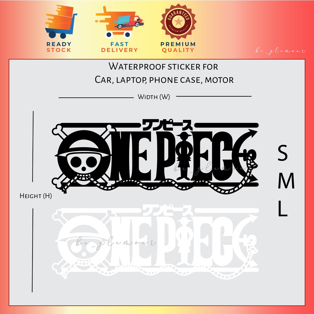 One Piece Sticker Stiker Mugiwara Strawhat Kereta Waterproof Car ...