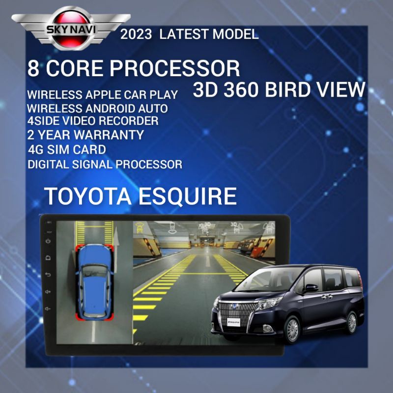 TOYOTA ESQUIRE 3D 360 BIRD VIEW + 4SIDE VIDEO RECORD CAR ANDROID PLAYER | Shopee Malaysia