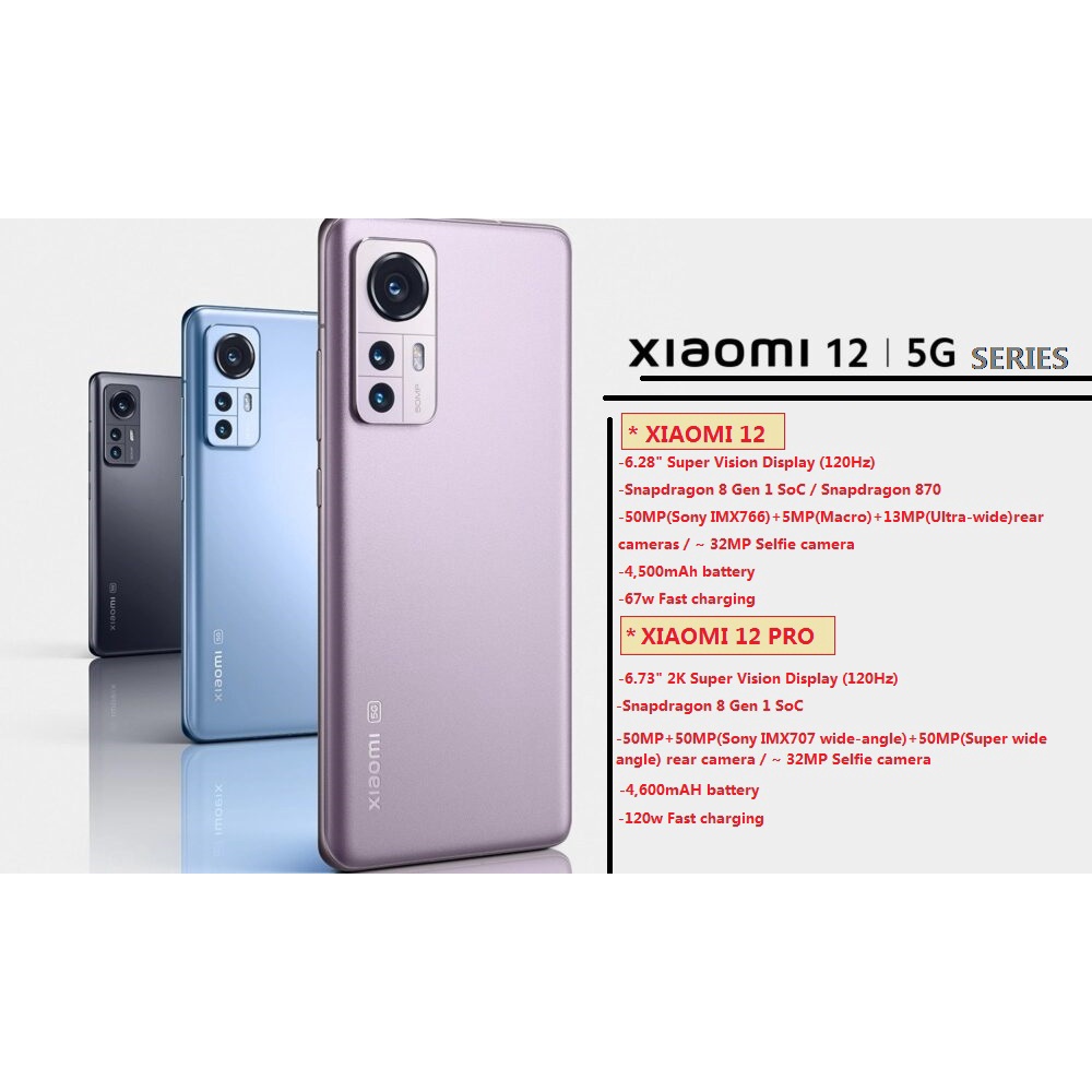 Xiaomi Mi 12 Pro 5G (12GB+256GB) | Mi 12 5G (8GB+256) | Original Xiaomi ...