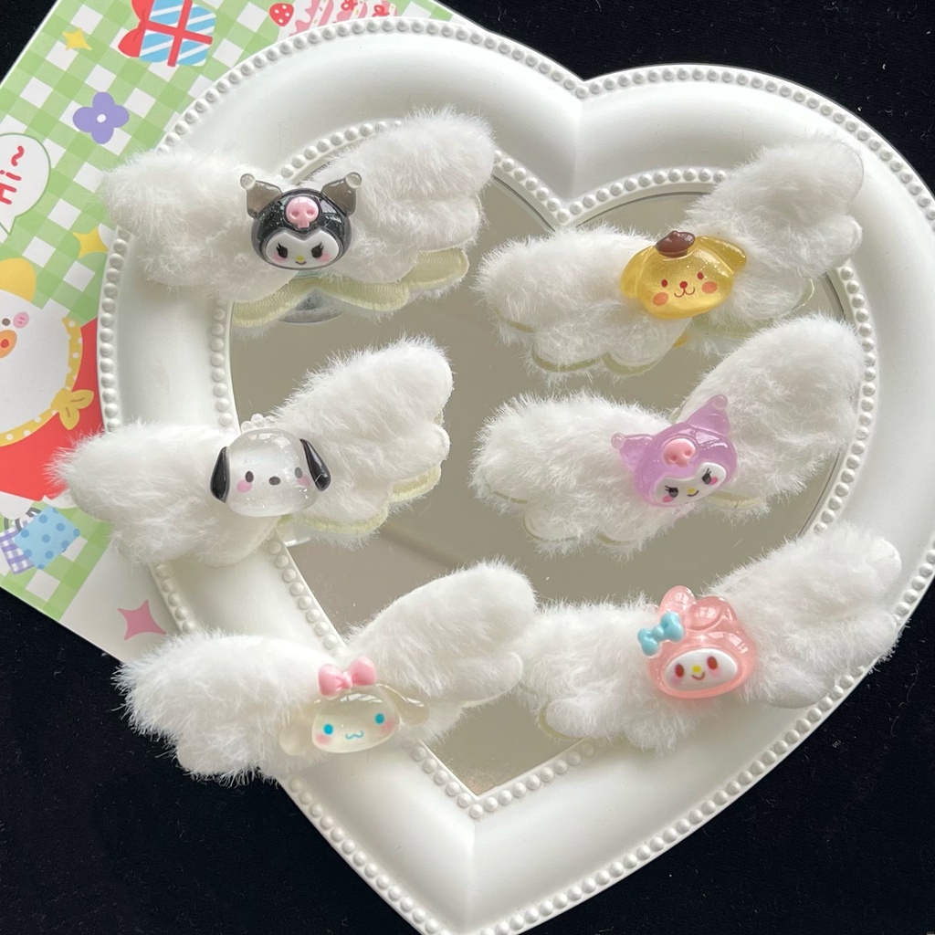 ins Cartoon Sanrio Plush Angel Wings Hair Clip | Shopee Malaysia