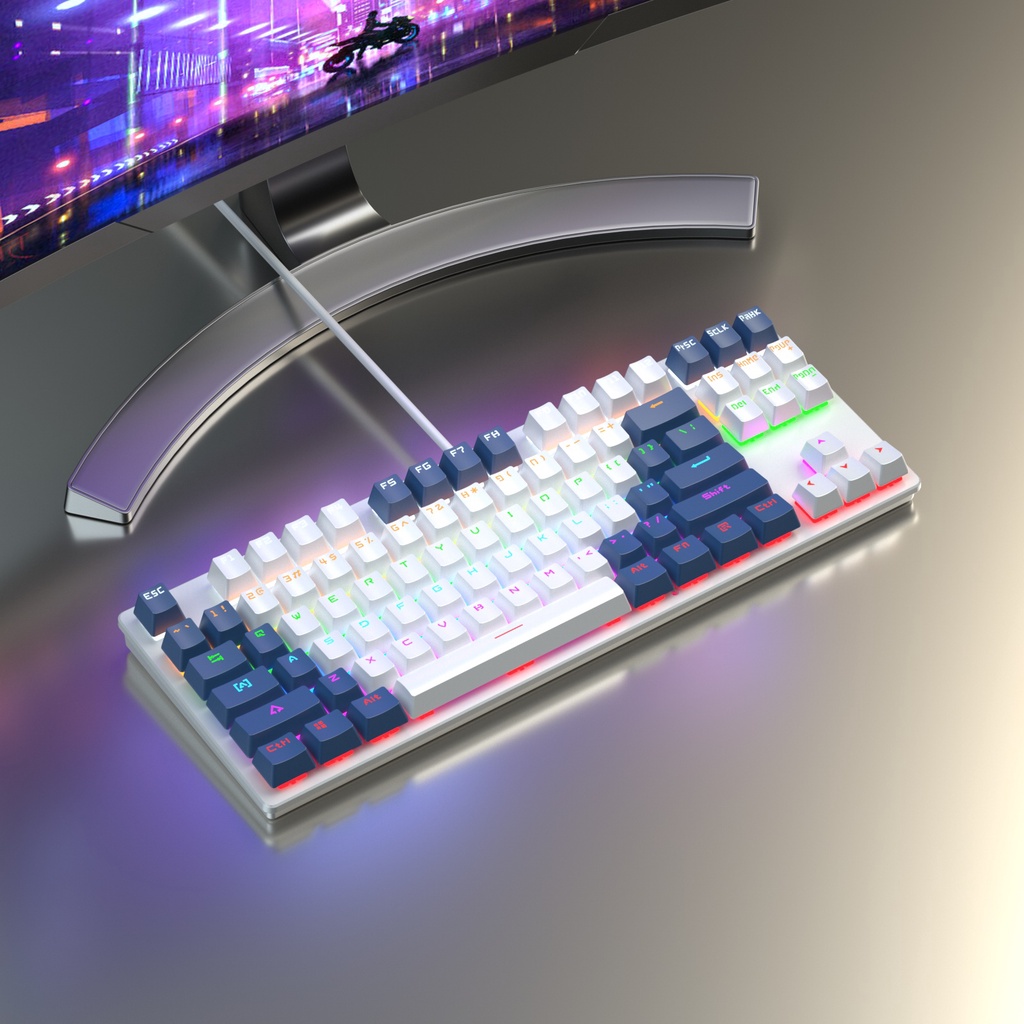 K870 Wired Mechanical Keyboard 87 key Multi-color Key Cap Mixed Light ...