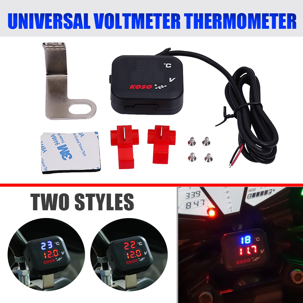 Motorcycle Voltmeter Thermometer Indicator Temperature Gauge Voltage ...