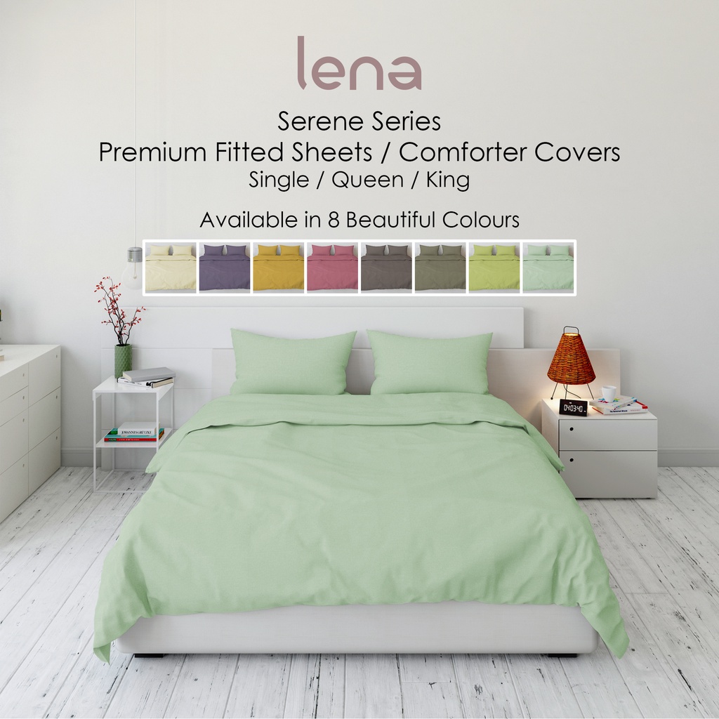 Lena Fitted Bed Sheets / Pillow Cases Serene Series Single / Queen / King (8 Colours) | Shopee ...