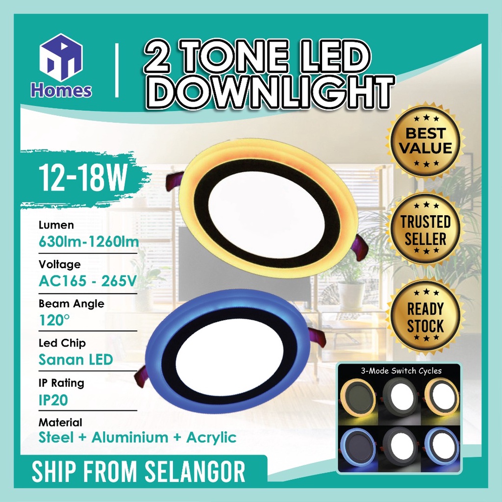 Downlight 2 Tone 3 Modes LED Downlight 4" 12W | 6" 18W LED Recessed ...