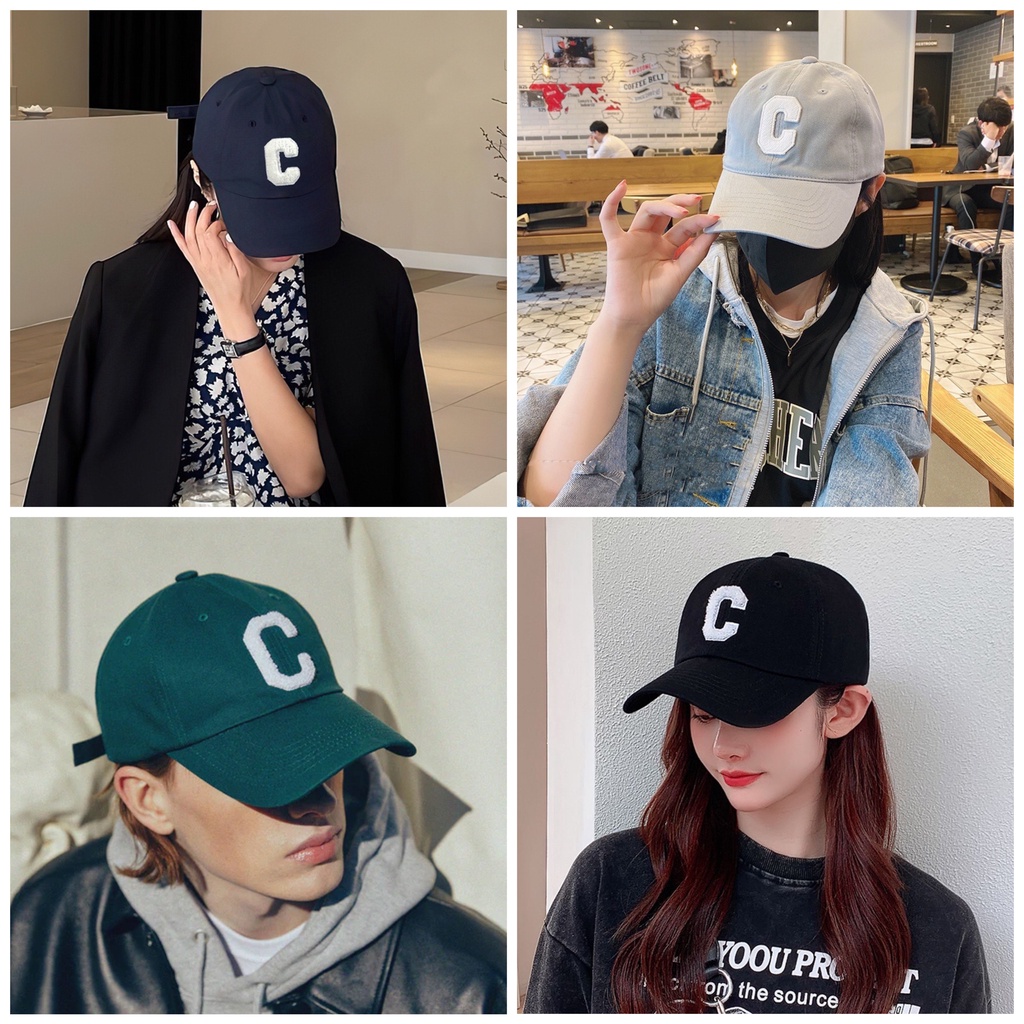 Topi Raya Tulisan C Letter Embroidery Cotton Adjustable Cap Unisex New ...