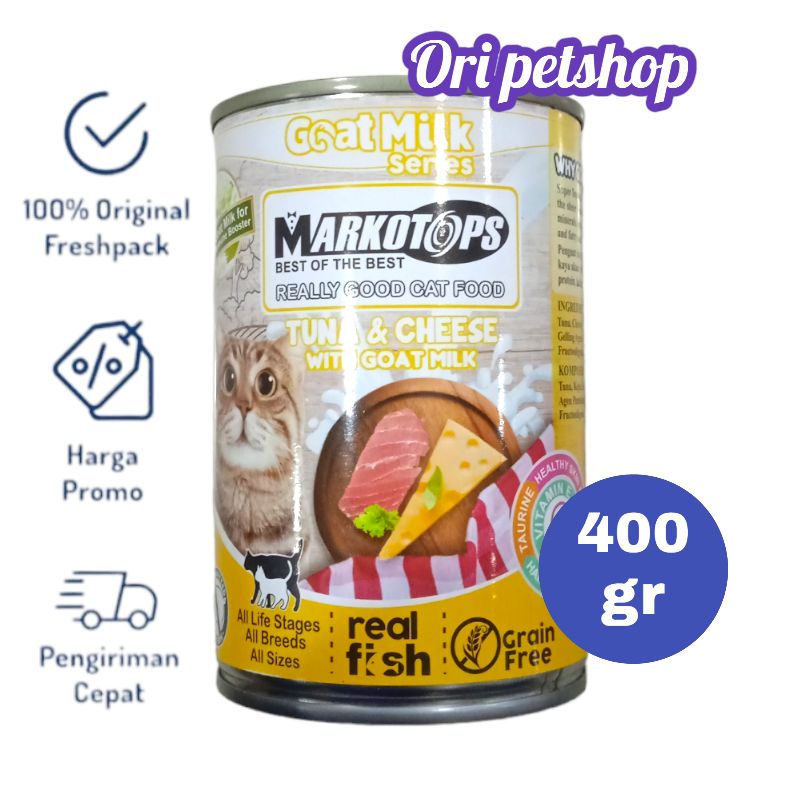 Markotops Canned 400gr Wet Cat Food - Tuna & Chese Goat Milk | Shopee ...