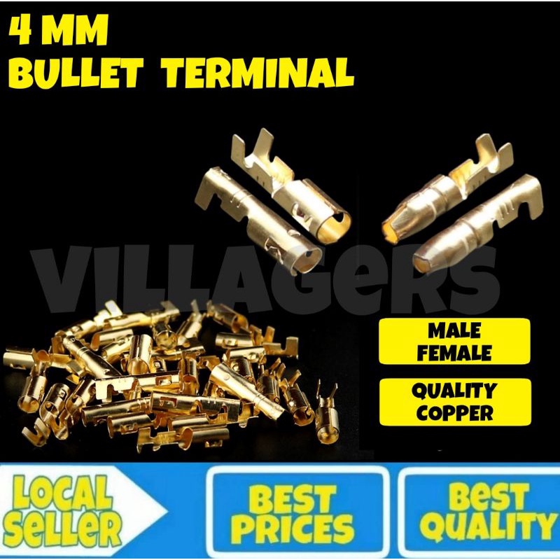 4MM Car Motorcycle Copper Brass Bullet Terminal Male Female Bullet Type ...