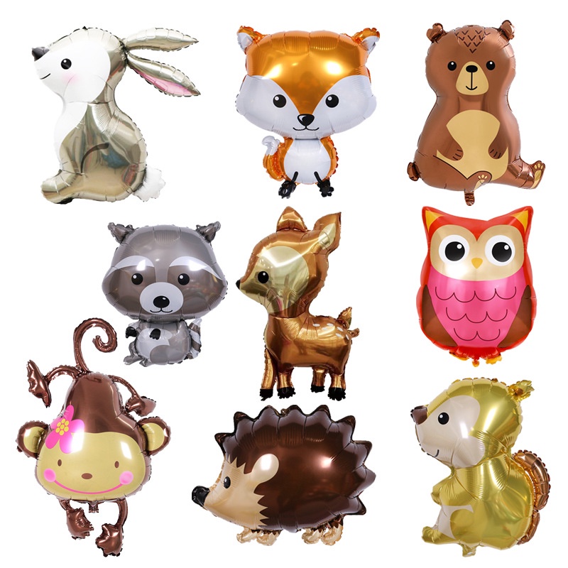 Fox Hedgehog Raccoon Deer Animal Foil Balloons Forest Theme Party ...