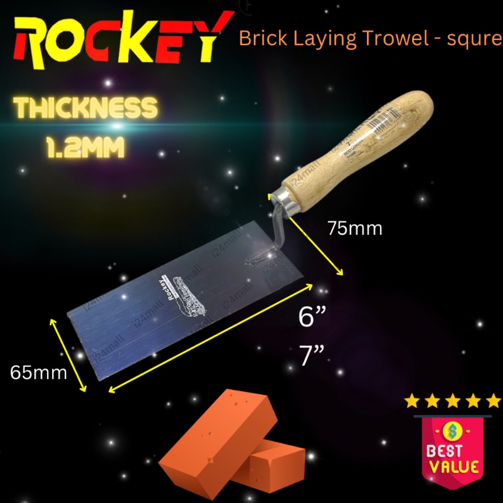 Rockey 6" / 7" Bricklaying Square Masonry Trowel / Sudu Simen Brand ...