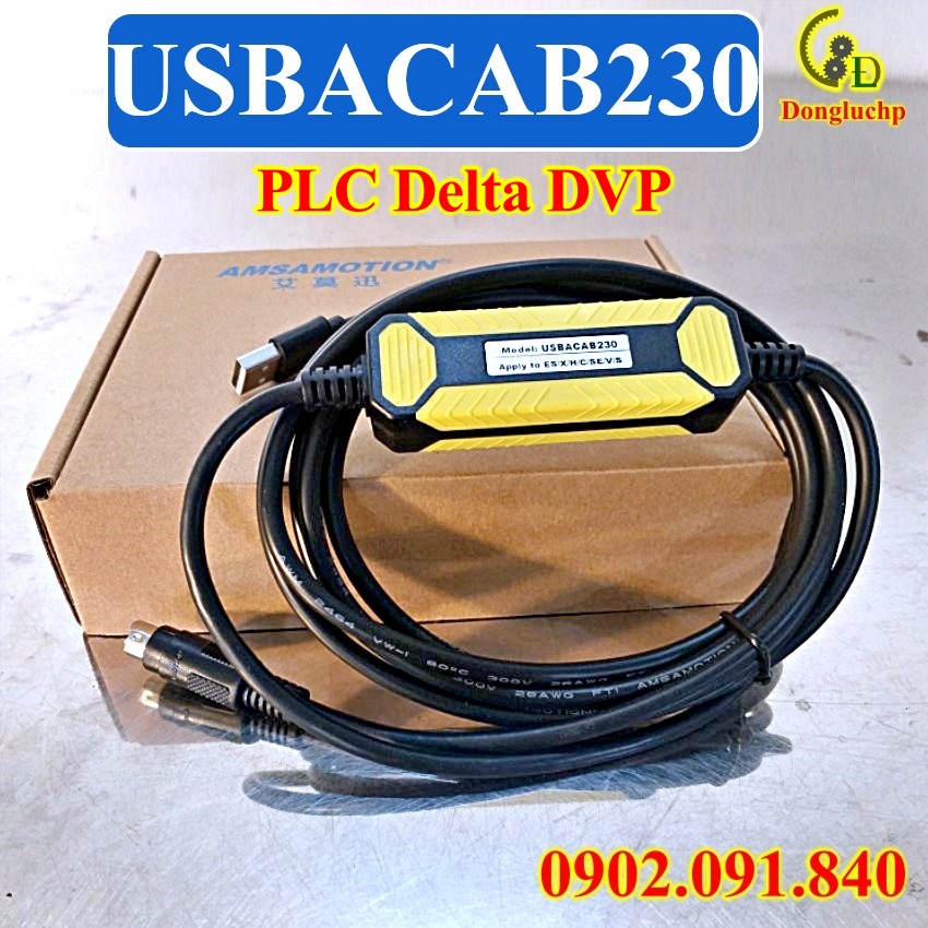 Genuine Delta DVP USBACAB230 PLC programming cable, yellow and black ...