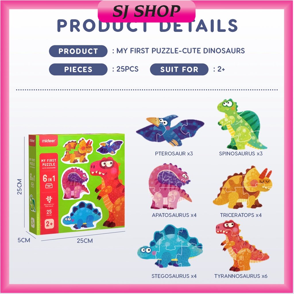 MIDEER My First Puzzle-Cute Dinosaurs 25pcs | Susun Suai Gambar MD3185 ...