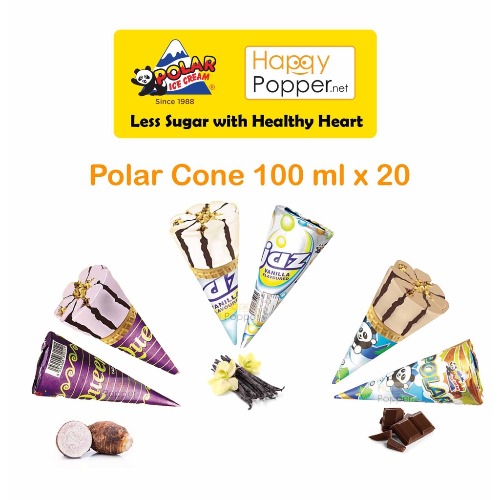 Happypopper Polar Ice Cream Cone 100ml x 20 pcs Chocolate Vanilla Yam ...