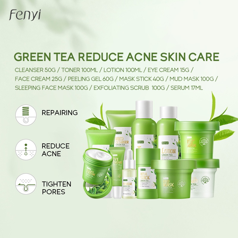 Fenyi Green Tea Serum Skin Care Soothing Acne Removal Essence Cream ...