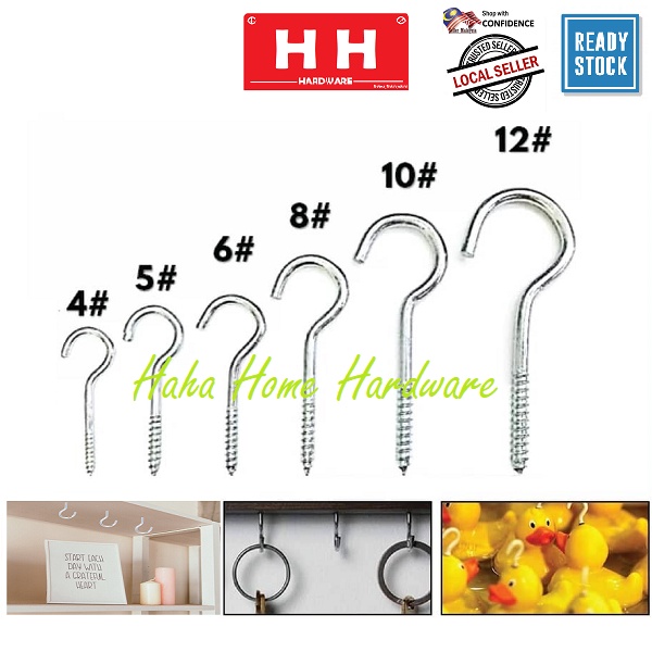 Zinc Cup Hook 4#, 5#, 6#, 8#, 10#, 12# Nickel Plated Screw Hook ...