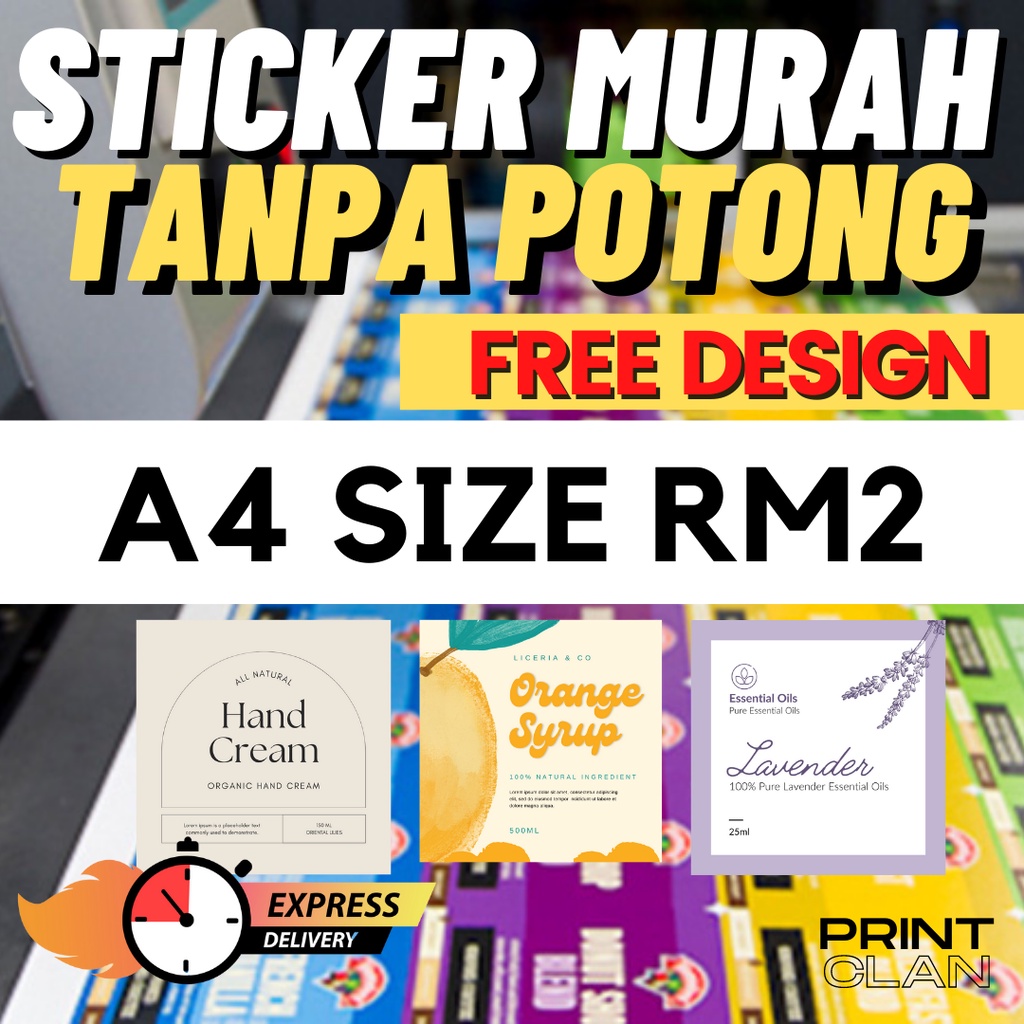 PRINT STICKER A4 / A3 TANPA POTONG | MURAH | MINIMUM 1 KEPING (FREE ...