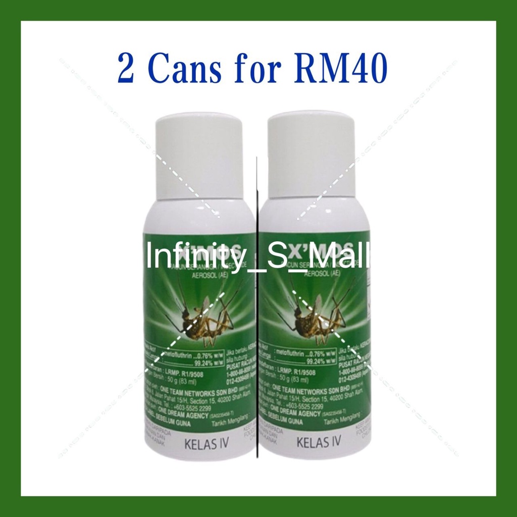 (2 Cans/SET) X'MOS MOSQUITO REPELLENT ( 83ml / 50g ) XMOS Penyembur ...