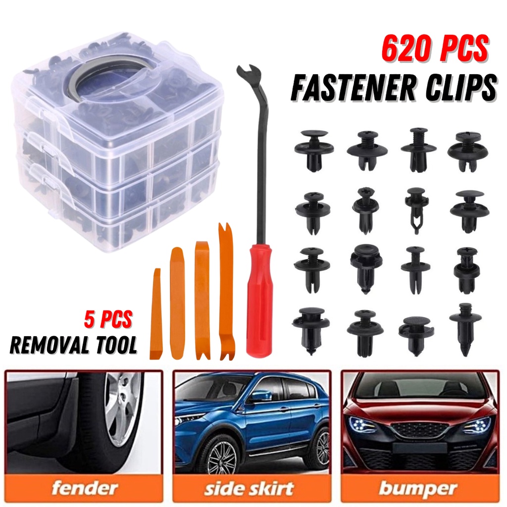 BUMPER RIVETS FASTENERS SET Car Clip Set Car Pin Moulding Push Fender ...