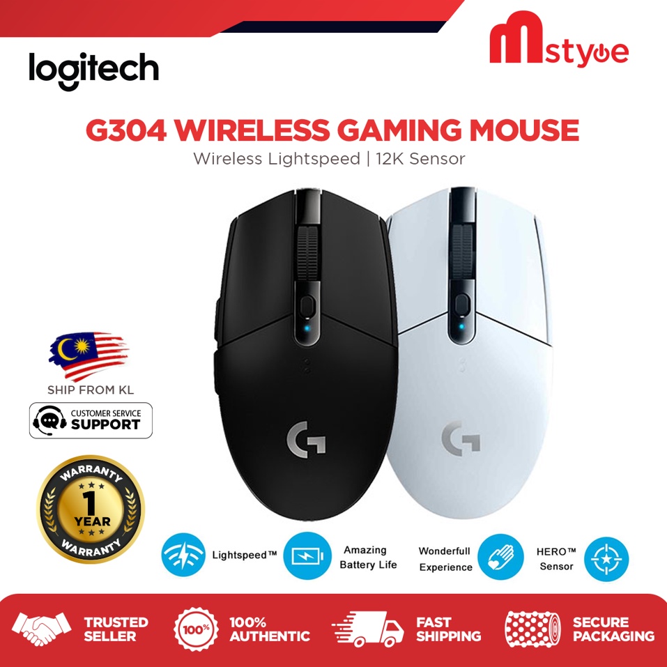 Logitech Wireless Gaming Mouse G304 with Lightspeed Wireless, 12k Hero ...