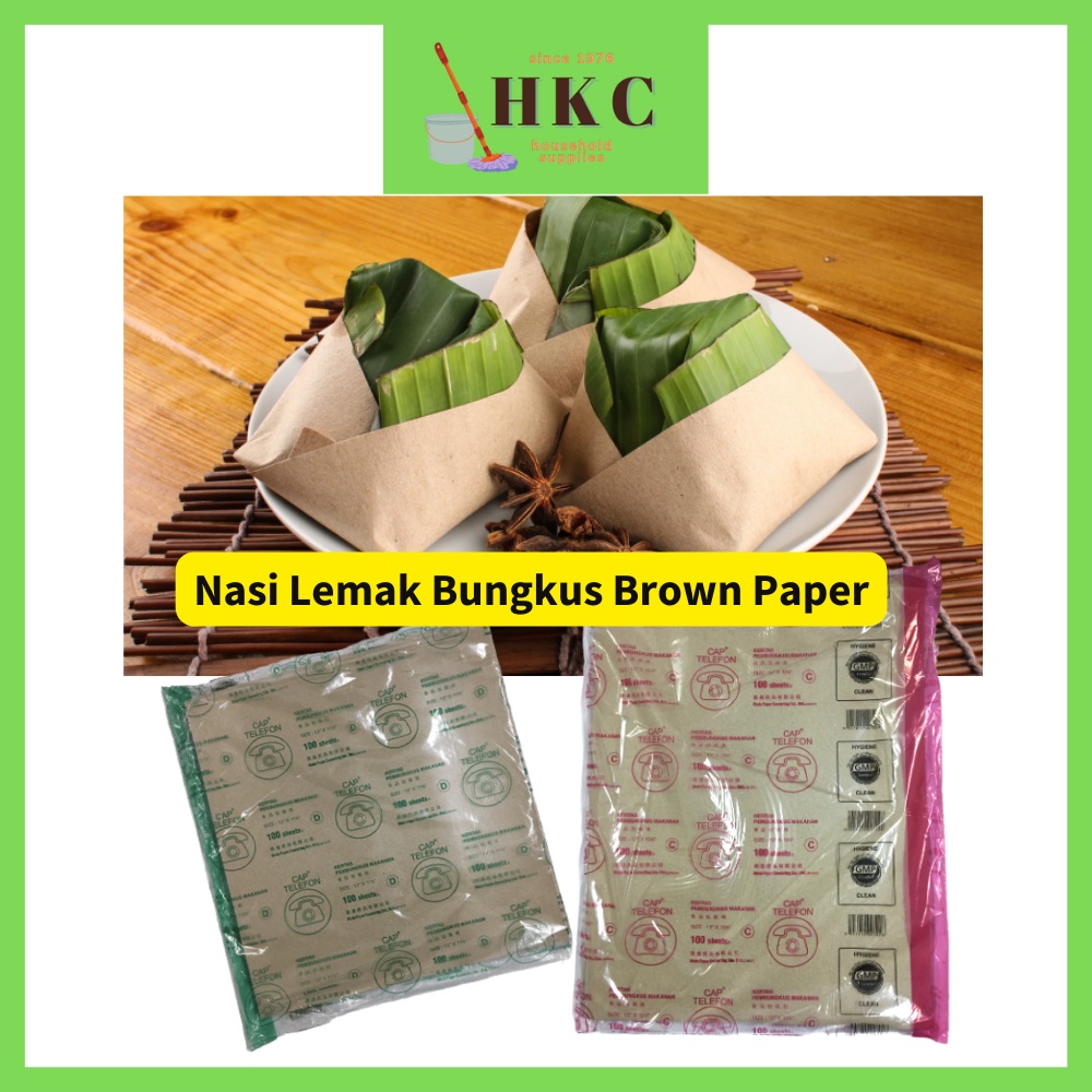 TAPAU Hawker Brown Paper Wrap Kertas Bungkus Nasi Lemak Nasi Kandar ...