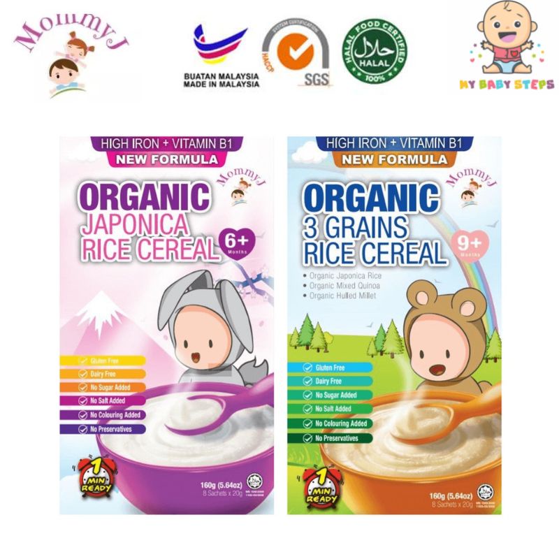 Mommy J Organic Baby Rice Cereal With High Iron And Vitamin B1 (New Formula) | Shopee Malaysia